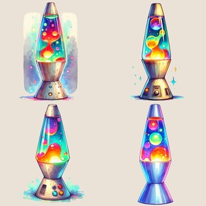 Watercolour Vintage Lava Lamp Digital Sticker Bundle, Retro Lamp ...