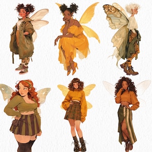 Cute Modern Fairy Sticker Bundle, Mythical Fairies Png, Fantasy and ...