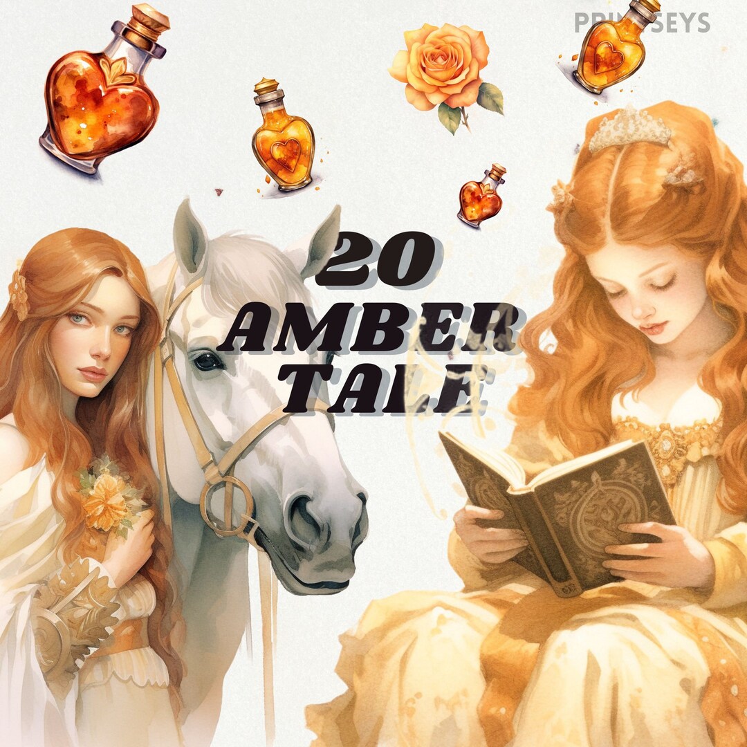 Watercolour Amber Fairytale Clipart Bundle, Victorian, Rococo ...