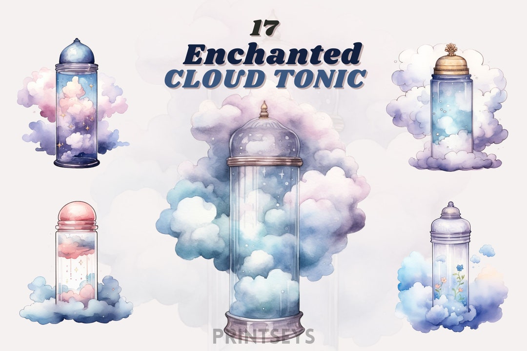 Watercolour Enchanted Cloud Potion Clipart Bundle, Potion Clipart ...