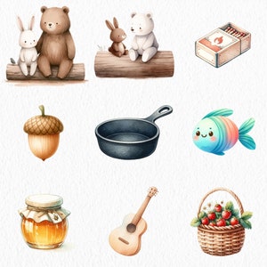 Adorable Camping Animals Clipart Bundle, Woodland Camping Digital ...