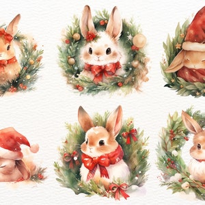 Cute Christmas Bunny Clipart Bundle, Winter Clipart, Baby Bunnies, Cute ...