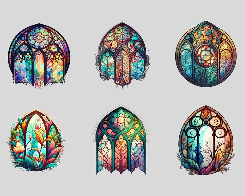 Best Stained Glass Windows Clipart Bundle Vivid Colours - Etsy
