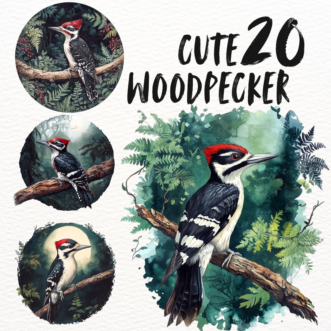 Cute Woodpecker Clipart Set, Animal PNG Stickers, Fantasy Png Set ...
