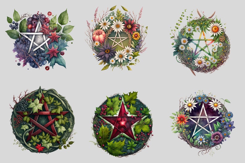 Best Watercolour Pentagram Clipart Bundle, Wiccan Png, Magic Clip Art ...