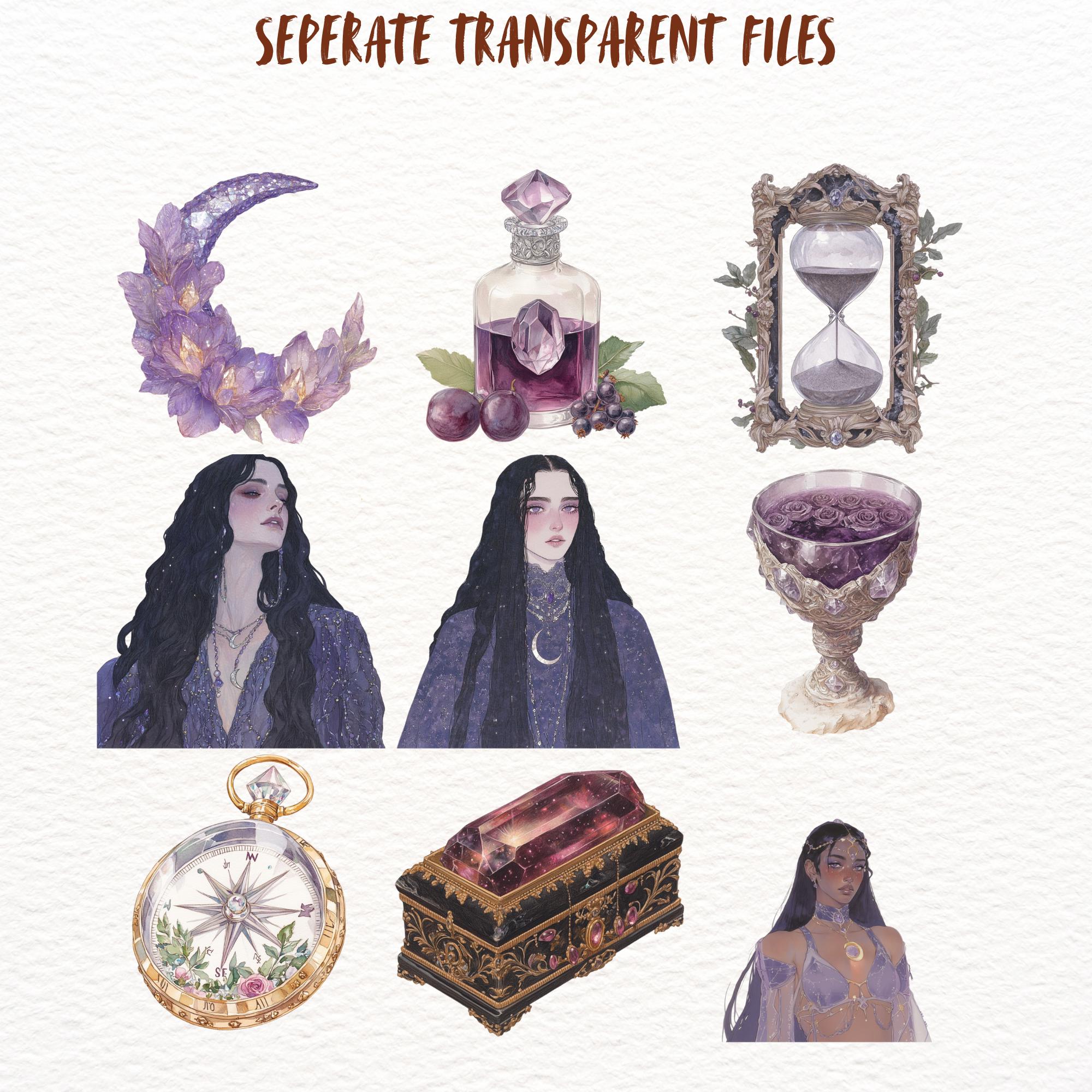 Shadow Witch Clipart Bundle Celestial Wicca Sticker Set Magical ...
