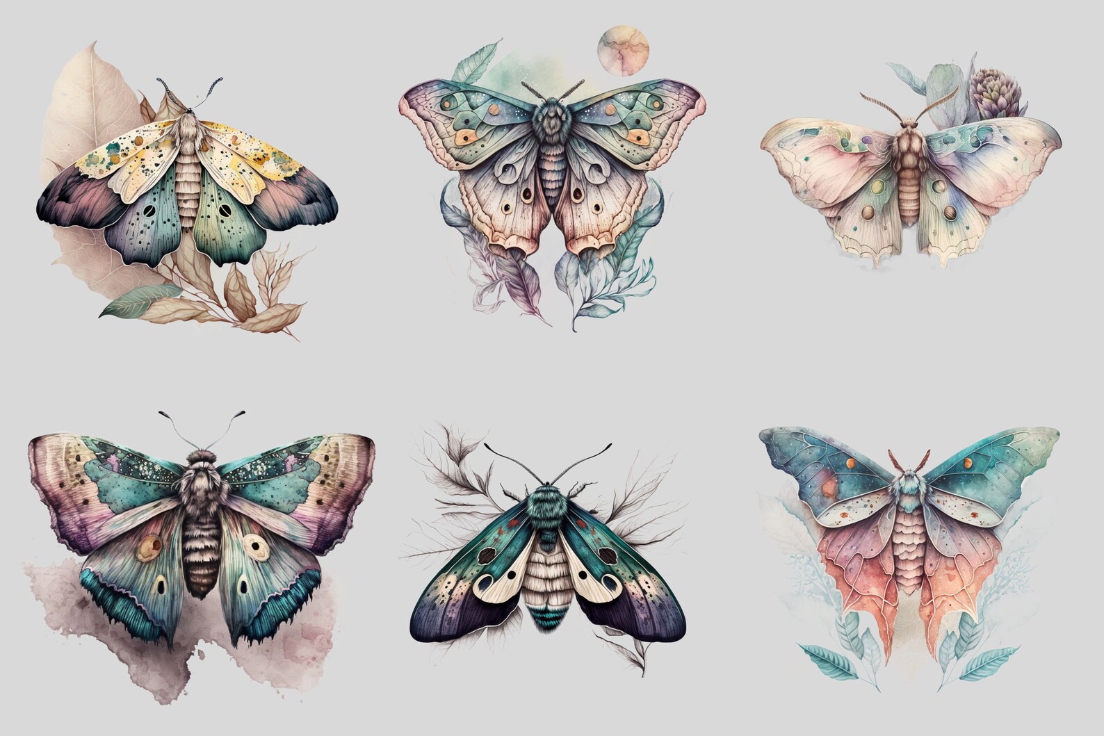 Watercolour Mystical Pastel Moth Clipart Bundle Wiccan Png - Etsy UK