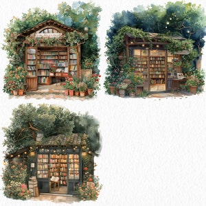 Romance Bookstore Clipart Bundle, Book Shop , Watercolour Shop ...