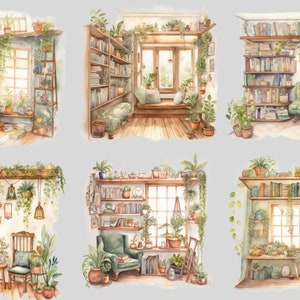 Watercolour Cozy Tea Drinking Nook Clipart Bundle, Reading Corner ...