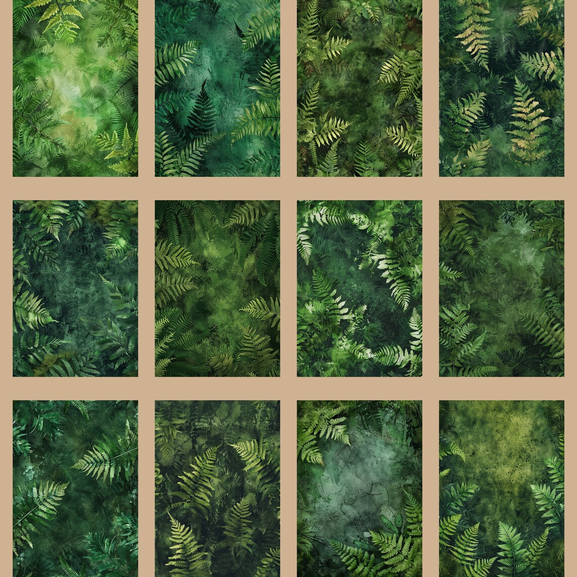 Ferns and Moss Digital Paper Background, Nature Background ...