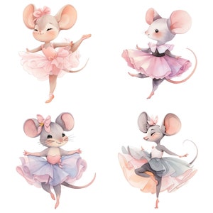 Adorable Mouse Ballerinas Clipart Bundle, Cute Mouse Dancers Png ...
