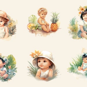 Watercolour Summer Babies Clipart Bundle, Summer Clipart, Cute Kids ...