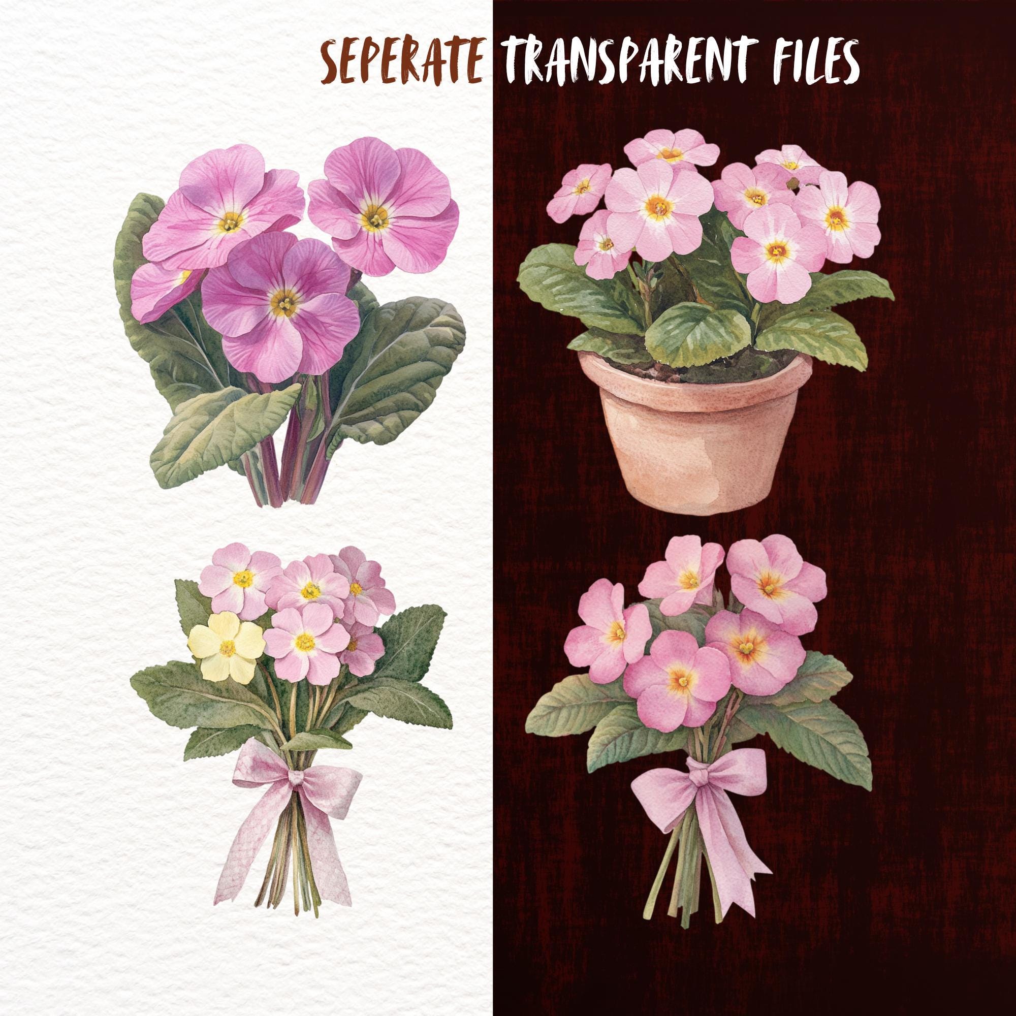 Primrose Digital Stickers, Paper Craft Floral Clipart Spring Goodnotes ...