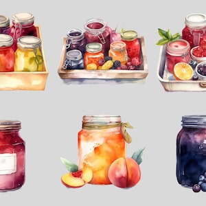 Watercolour Jars of Jam Clipart Bundle, Food Clipart, Cottagecore ...