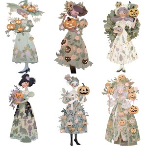 Coquette Royal Halloween Witch Clipart Bundle, Chic Clipart, Folk Art ...