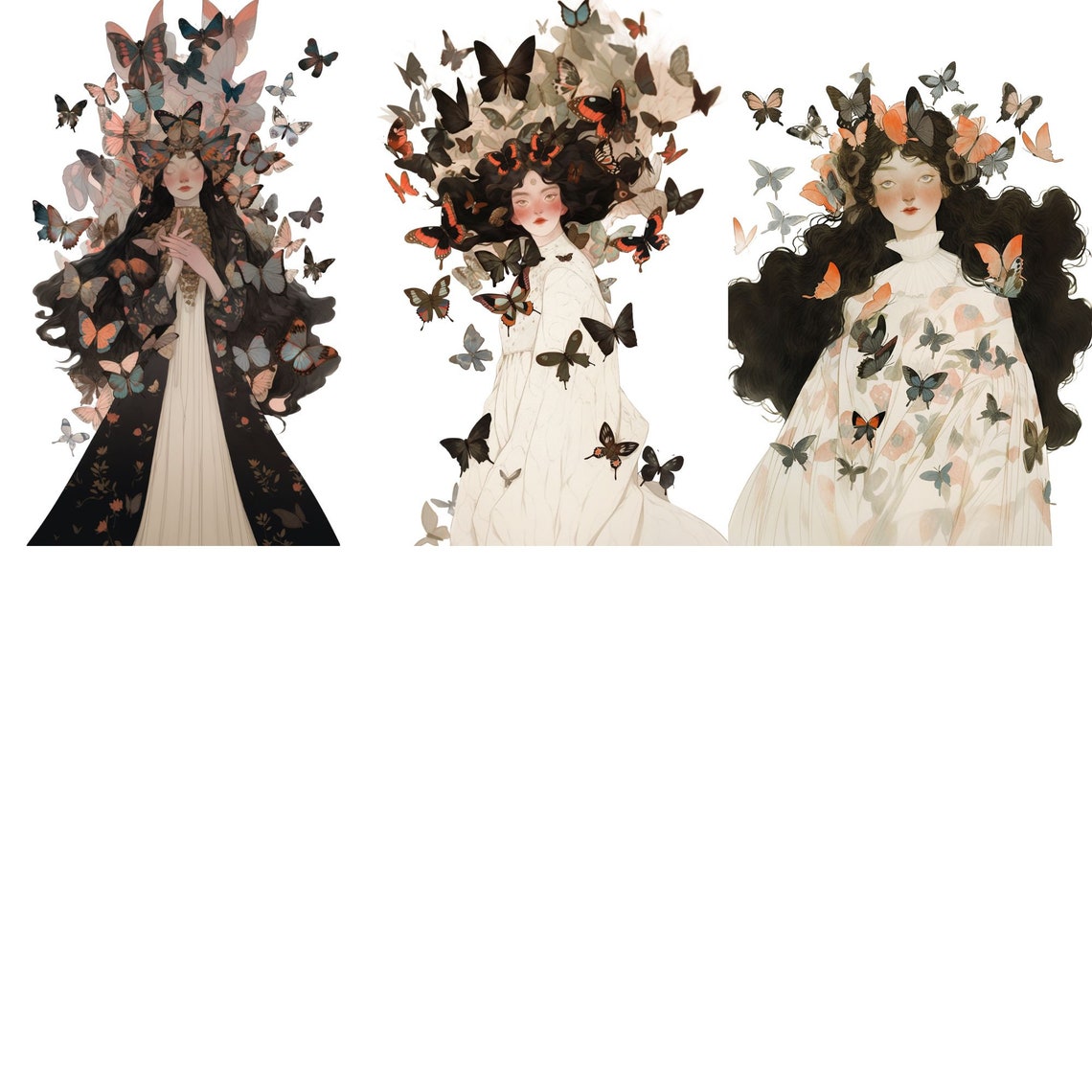 Stunning Fantasy Butterfly Princess Clipart Bundle, Occult Png, Goddess ...