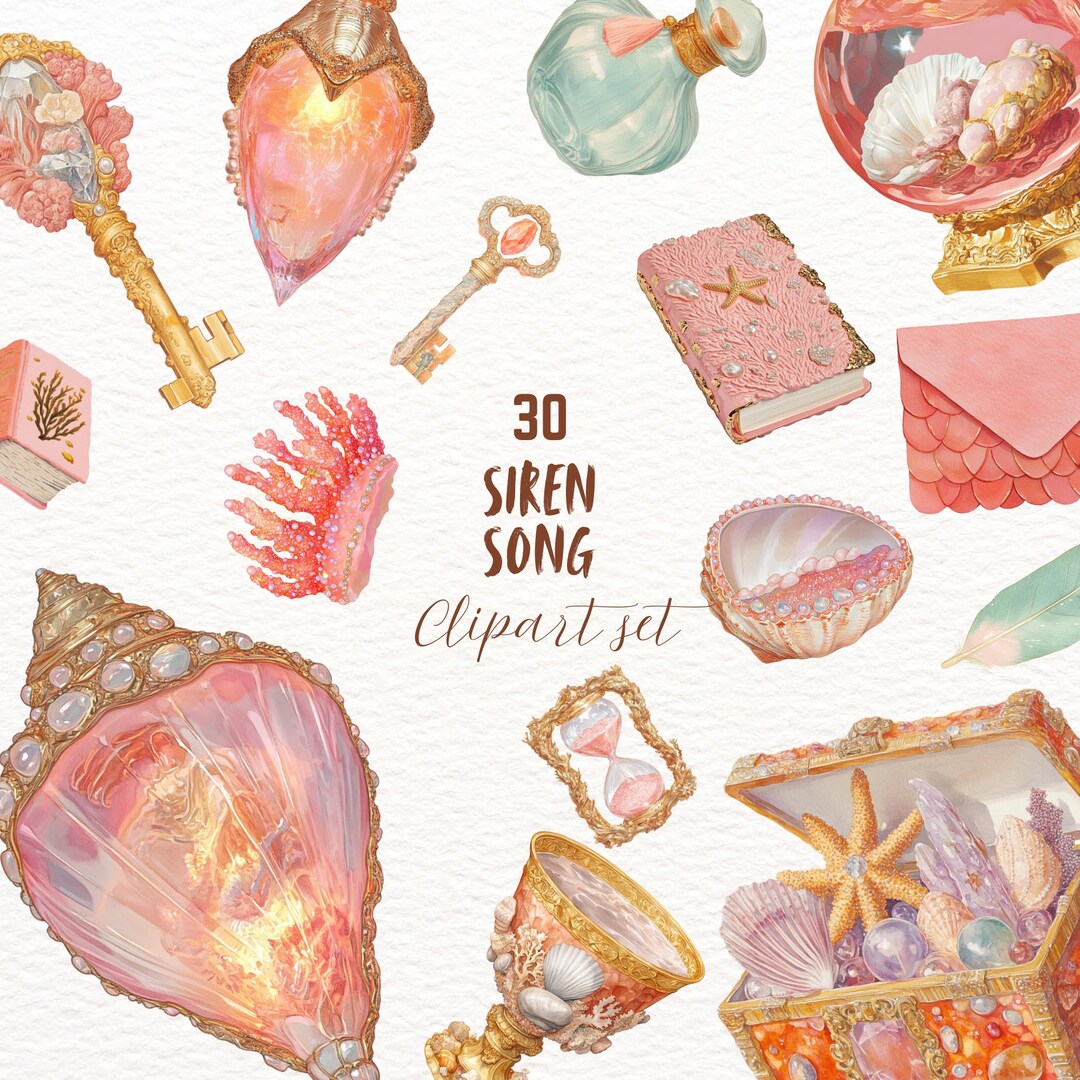Coral Siren Clipart Bundle Celestial Wicca Sticker Set Magica Goodnote ...