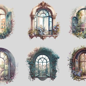 Watercolour French Style Window, Rustic Window, Clipart Bundle ...