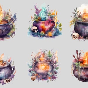 Watercolour Cauldron Clipart Bundle, Magic Clip Art, Mystical Clipart ...