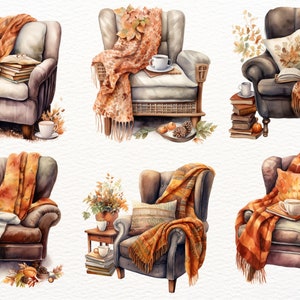 Watercolour Cozy Autumn Clipart Bundle, Fall Clipart, Autumn Decor ...