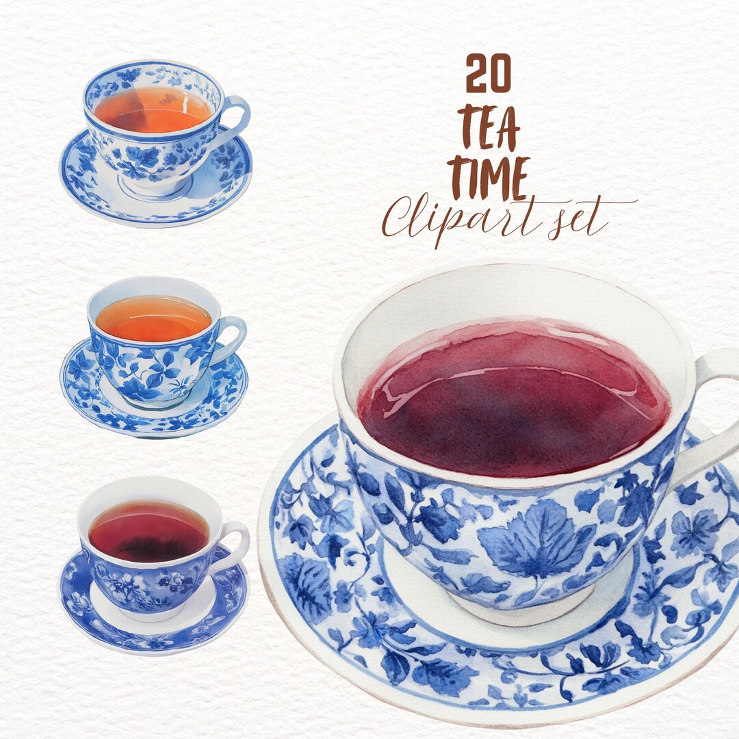 Tea Time Digital Stickers, Paper Craft Porcelain Clipart, Goodnotes ...