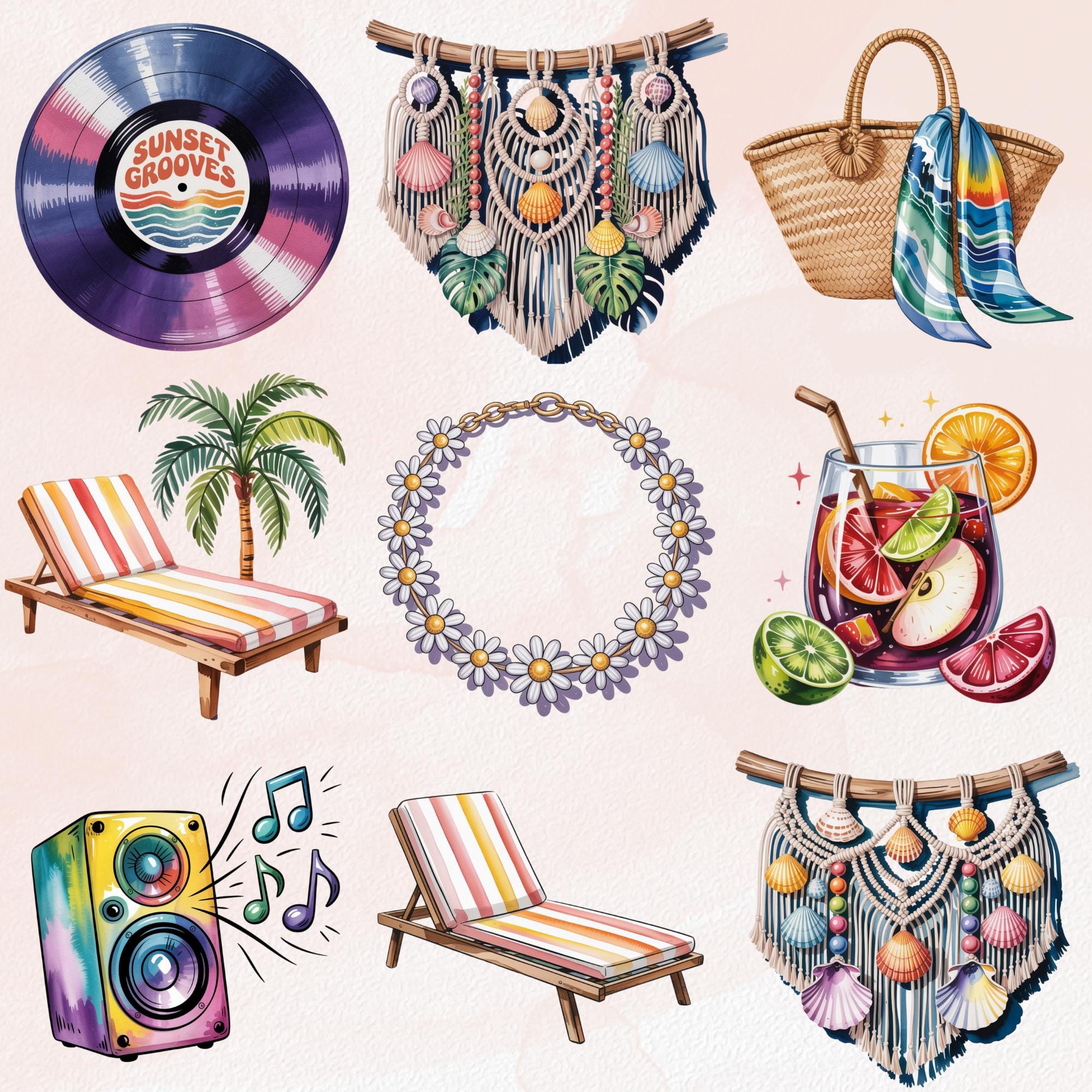 Party Ibiza Summer Clipart Bundle Sticker Set Hot Summer Goodnote ...