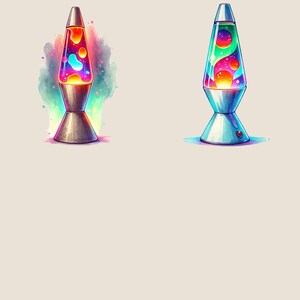 Watercolour Vintage Lava Lamp Digital Sticker Bundle, Retro Lamp ...