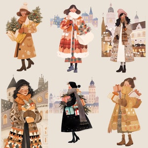 Cozy Christmas Market Shopping Clipart Bundle, Christmas Digital ...