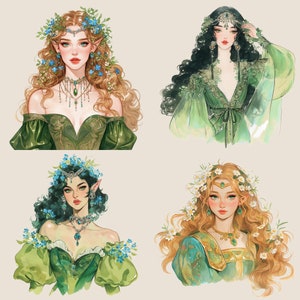 Whimsical Meadow Elf Princess Clipart Bundle, Wiccan Digital Sticker ...