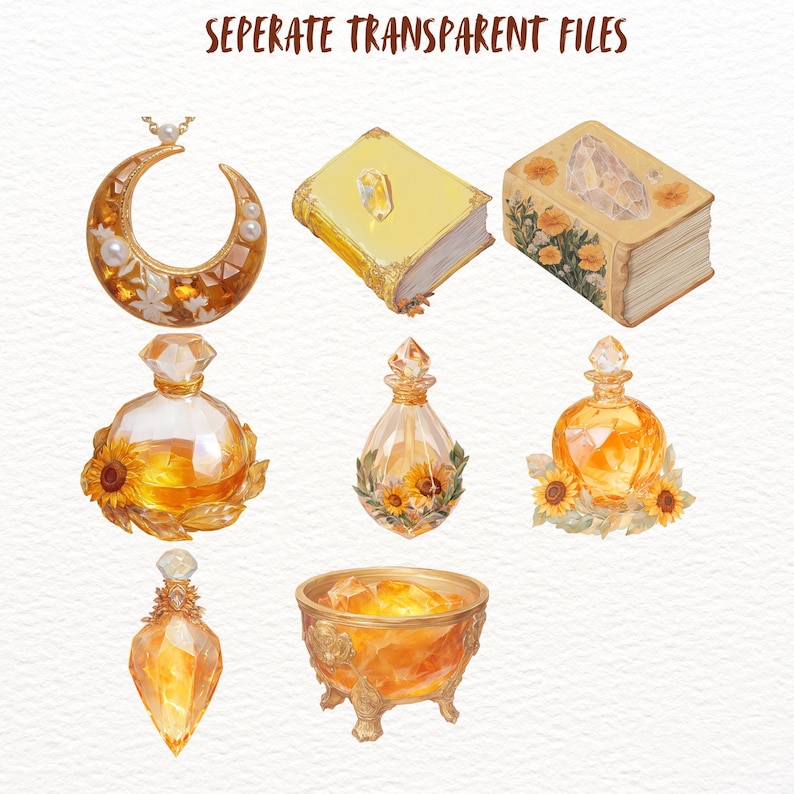 Citrine Witch Clipart Bundle Crystal Wicca Sticker Set Magical Goodnote ...