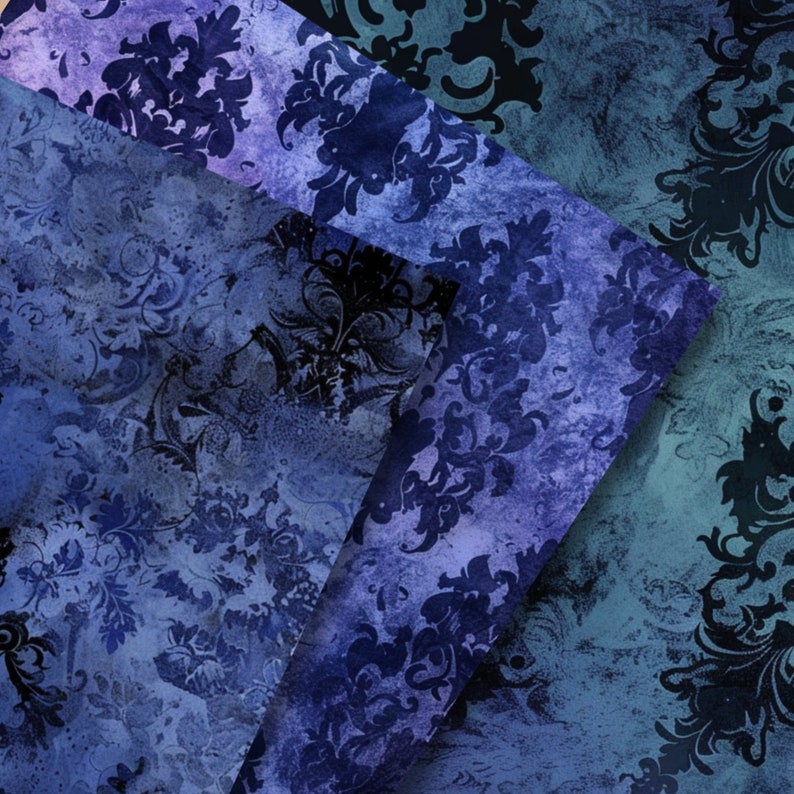 Distressed Gothic Damask Digital Paper, Rustic Vintage Textured Paper ...