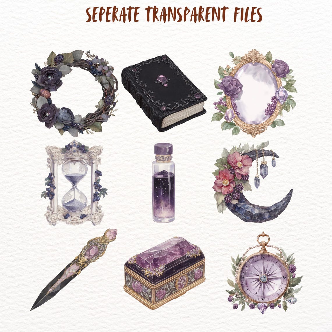 Shadow Witch Clipart Bundle Celestial Wicca Sticker Set Magical ...