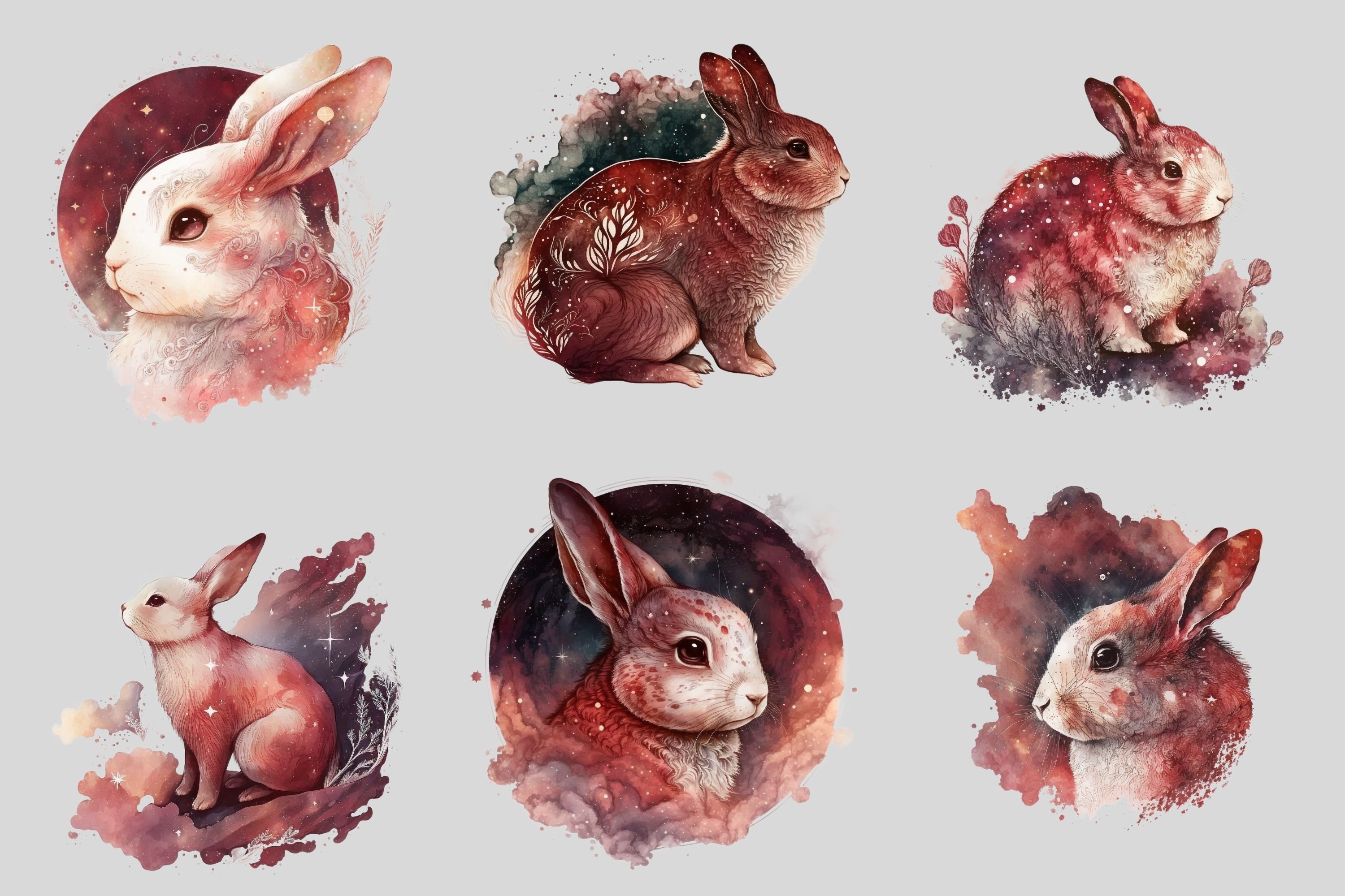 Celestial Bunny Clipart Bundle , Bunny Png, Magic Clip Art, Mystical ...