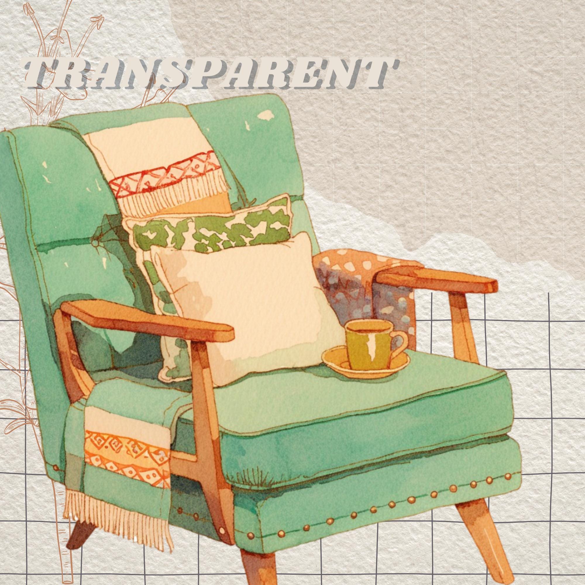 Watercolour Cozy Armchair Clipart Set , Cozy Houseplant Sticker Bundle ...