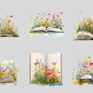 Watercolour Summer Reading Clipart Bundle, Book Clipart, Wildflowers ...