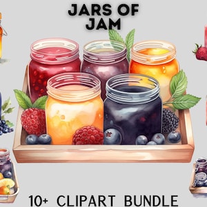 Watercolour Jars of Jam Clipart Bundle, Food Clipart, Cottagecore ...