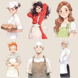 Cute Anime Baker Style Digital Sticker Bundle, Printable Baking Clipart ...