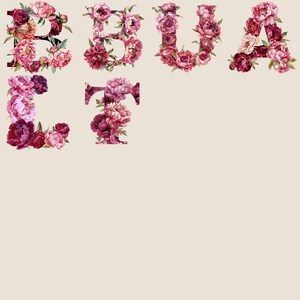 Watercolour Red and Pink Peony Alphabet Digital Sticker, Clipart Bundle ...