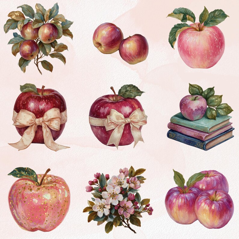 Dreamy Apple Fairytale Clipart Bundle Apple Blossom Goodnote Sticker ...