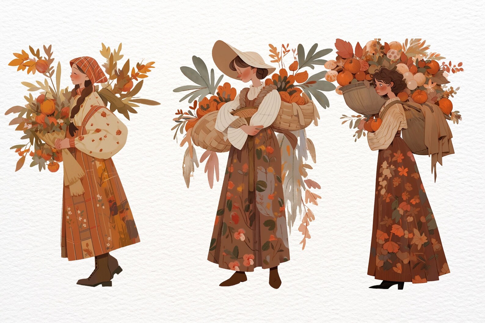 Best Autumn Harvest Witch Clipart Bundle,halloween Clipart, Transparent ...