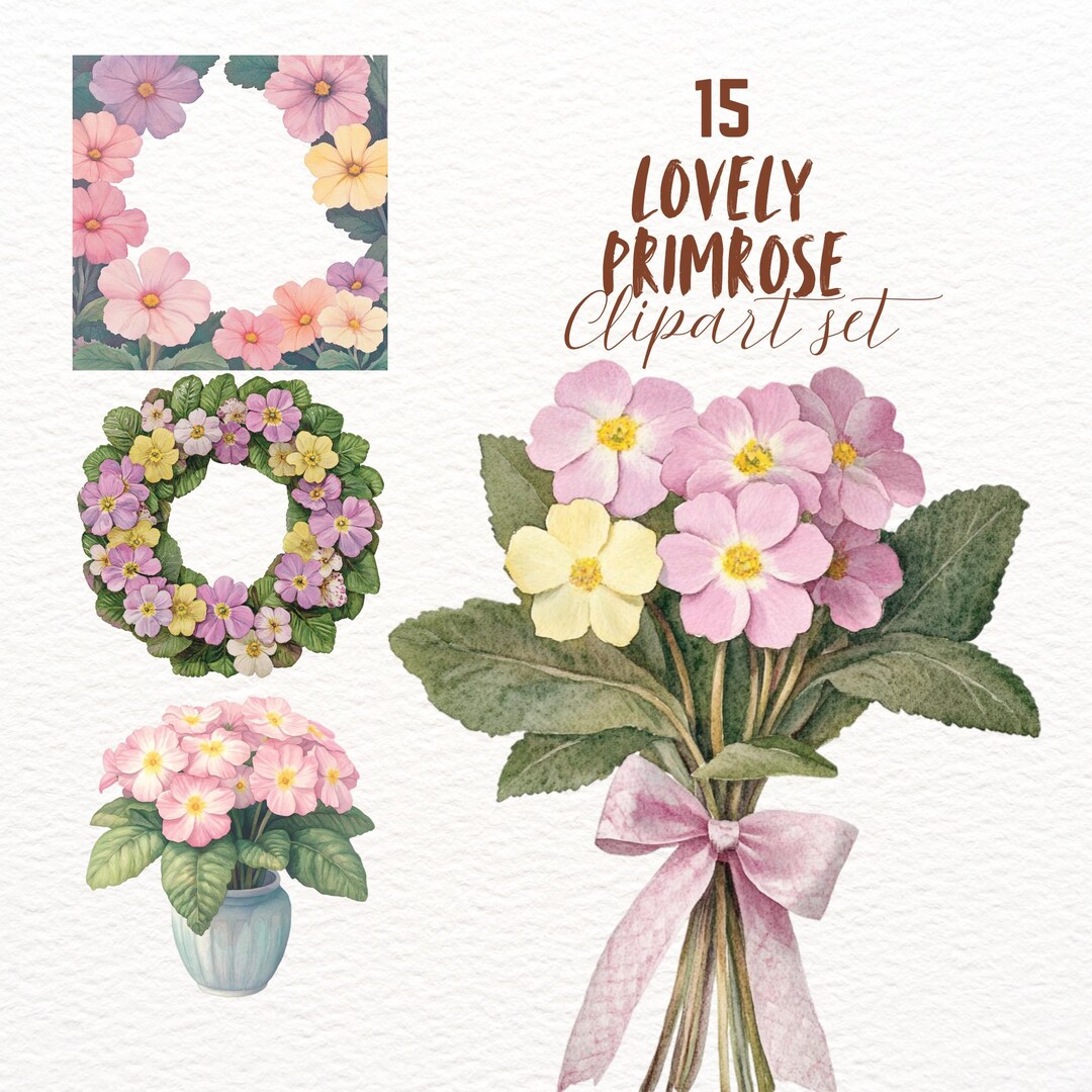 Primrose Digital Stickers, Paper Craft Floral Clipart Spring Goodnotes ...