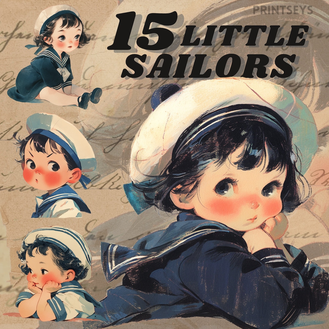 Cute Toddler Sailors Digital Sticker, Kid Sailors Png, Cute Kids ...