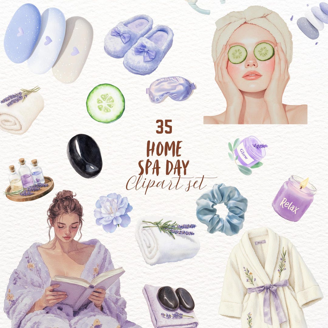 Lavender Spa Day Sticker Pack | Cute Self-care Aesthetic for Journals ...
