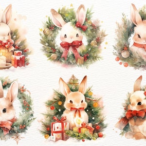 Cute Christmas Bunny Clipart Bundle, Winter Clipart, Baby Bunnies, Cute ...