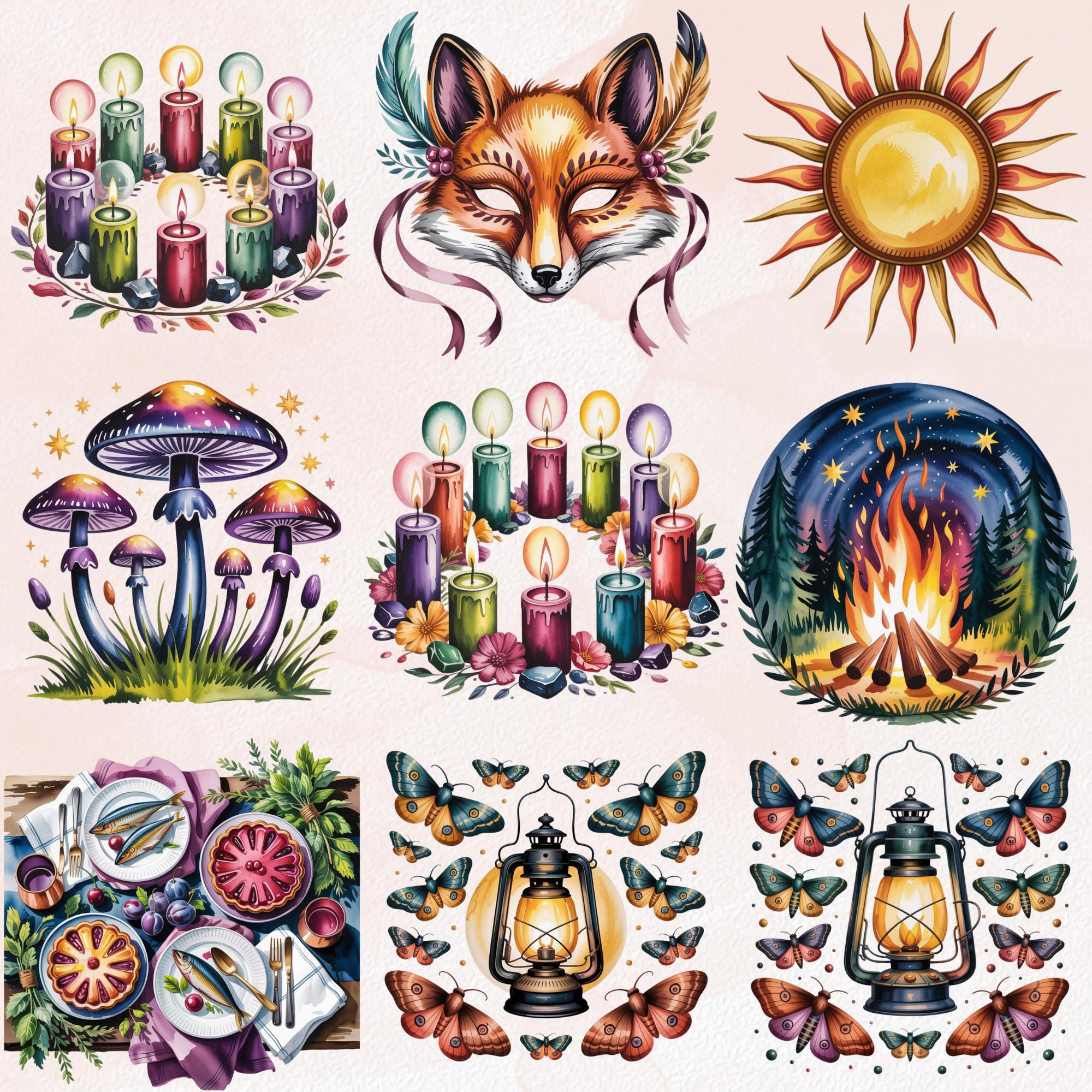 Midsummer Magic Clipart Bundle Sticker Set Hot Nordic Summer Goodnote ...