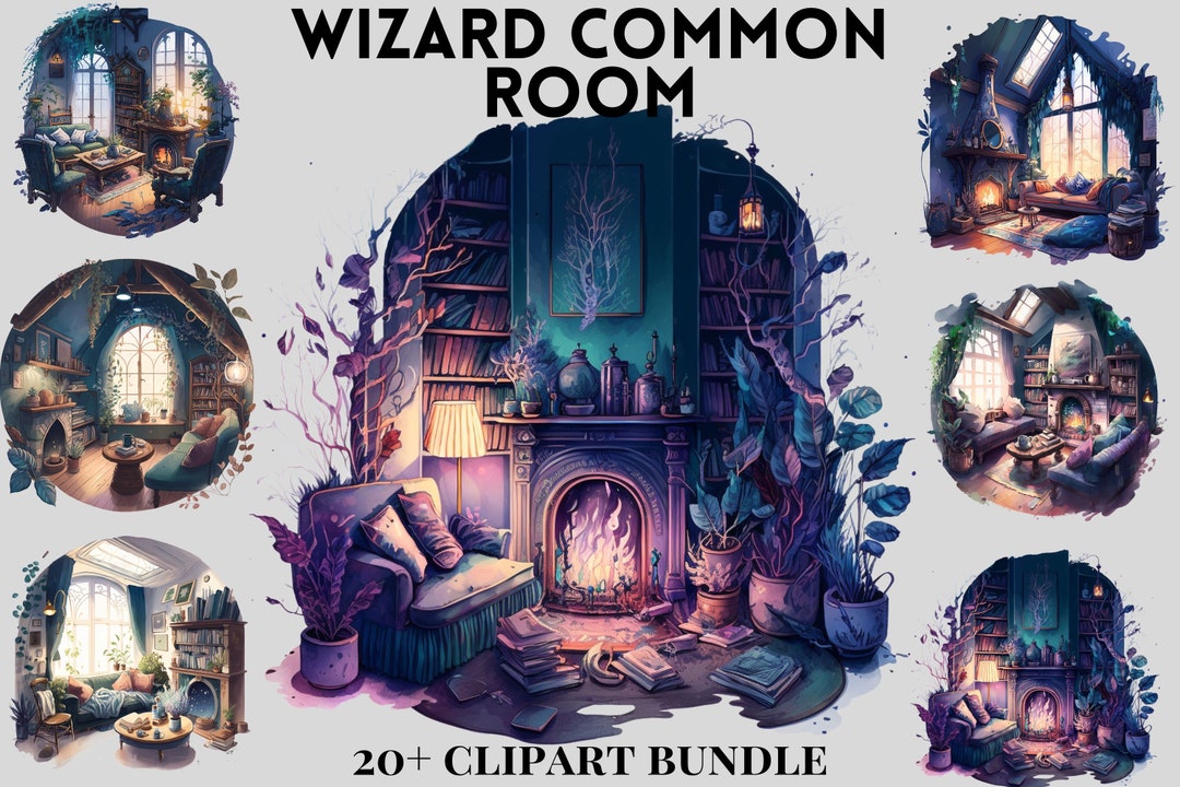 Wizard School Living Room, Common Room, Guest Room Clipart Bundle ...