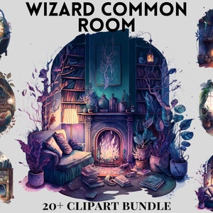 Wizard School Living Room, Common Room, Guest Room Clipart Bundle ...