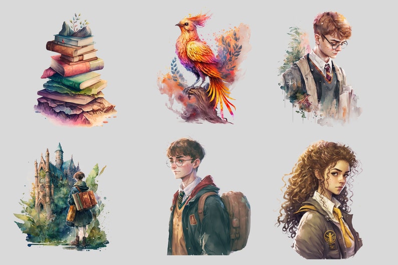 Watercolour Wizard Academy Clipart Magic Academy Png Bundle - Etsy