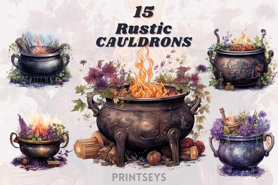 Watercolour Cauldron Clipart Bundle, Magic Clip Art, Mystical Clipart ...
