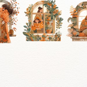 Cottagecore Autumn Window Clipart Bundle, Rustic Autumn, Cozy Window ...